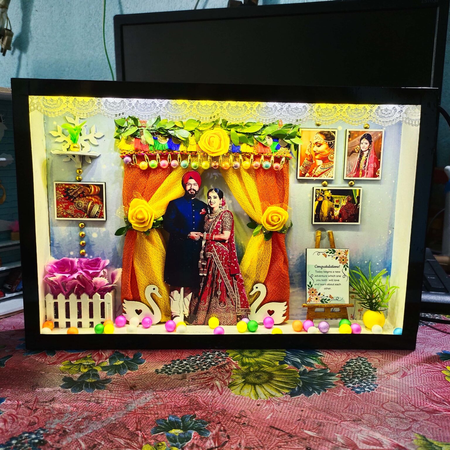 Miniature Frame With Lights - Customised Wdding Photo Frame 3d - Craft ...
