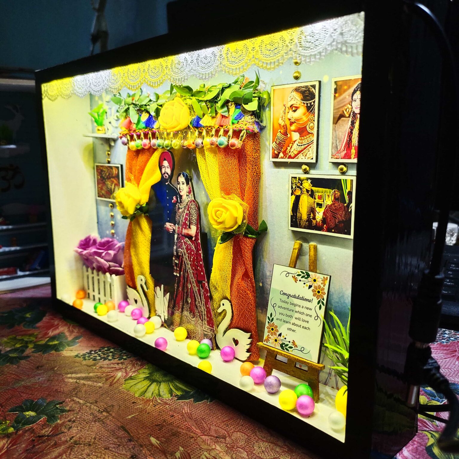 Miniature Frame With Lights - Customised Wdding Photo Frame 3d - Craft ...